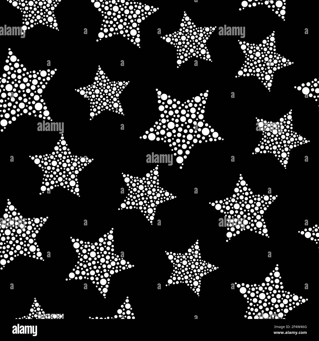 Seamless cute pattern with white stars made of dots and circles on ...