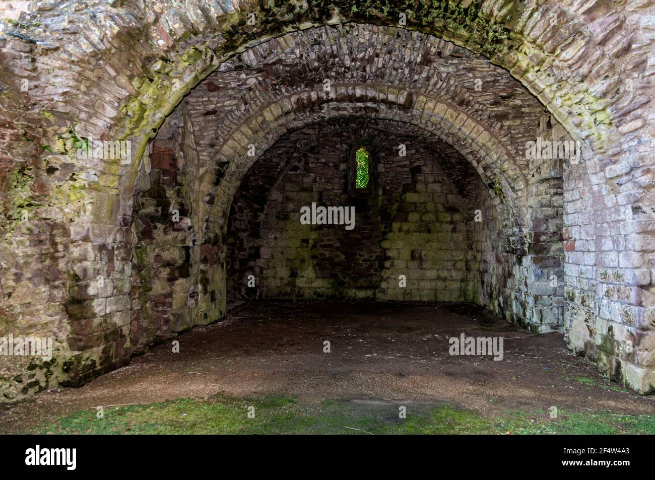 A vaulted undercroft at Norham Castle used for storage in medieval ...