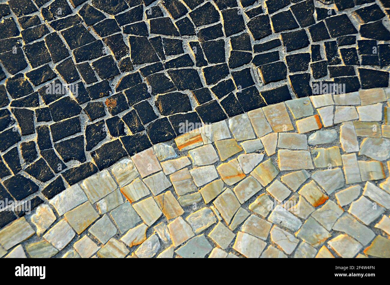 View of the famous Calçada the traditional style Portuguese pavement ...