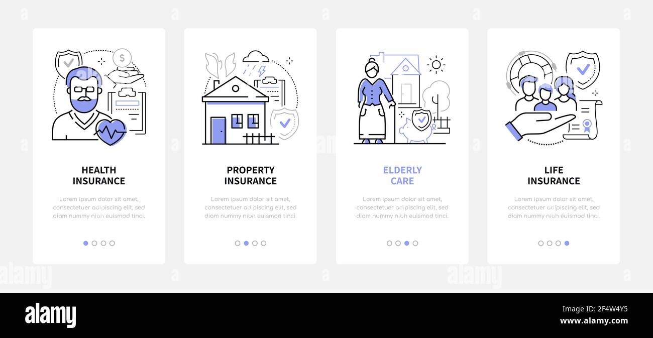 Insurance - modern line design style web banners with copy space for ...