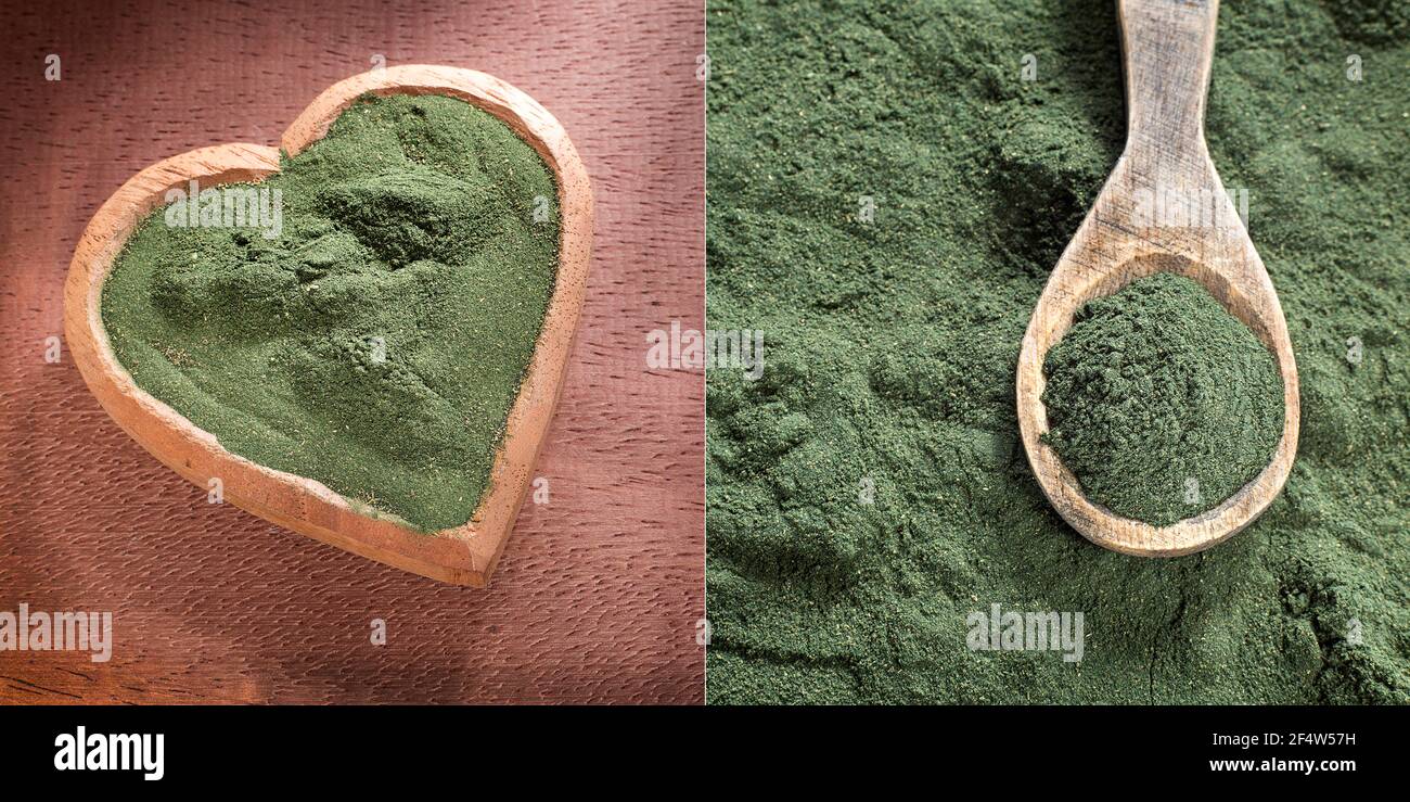 Spirulina algae powder healthy dietary supplement - Text space Stock ...