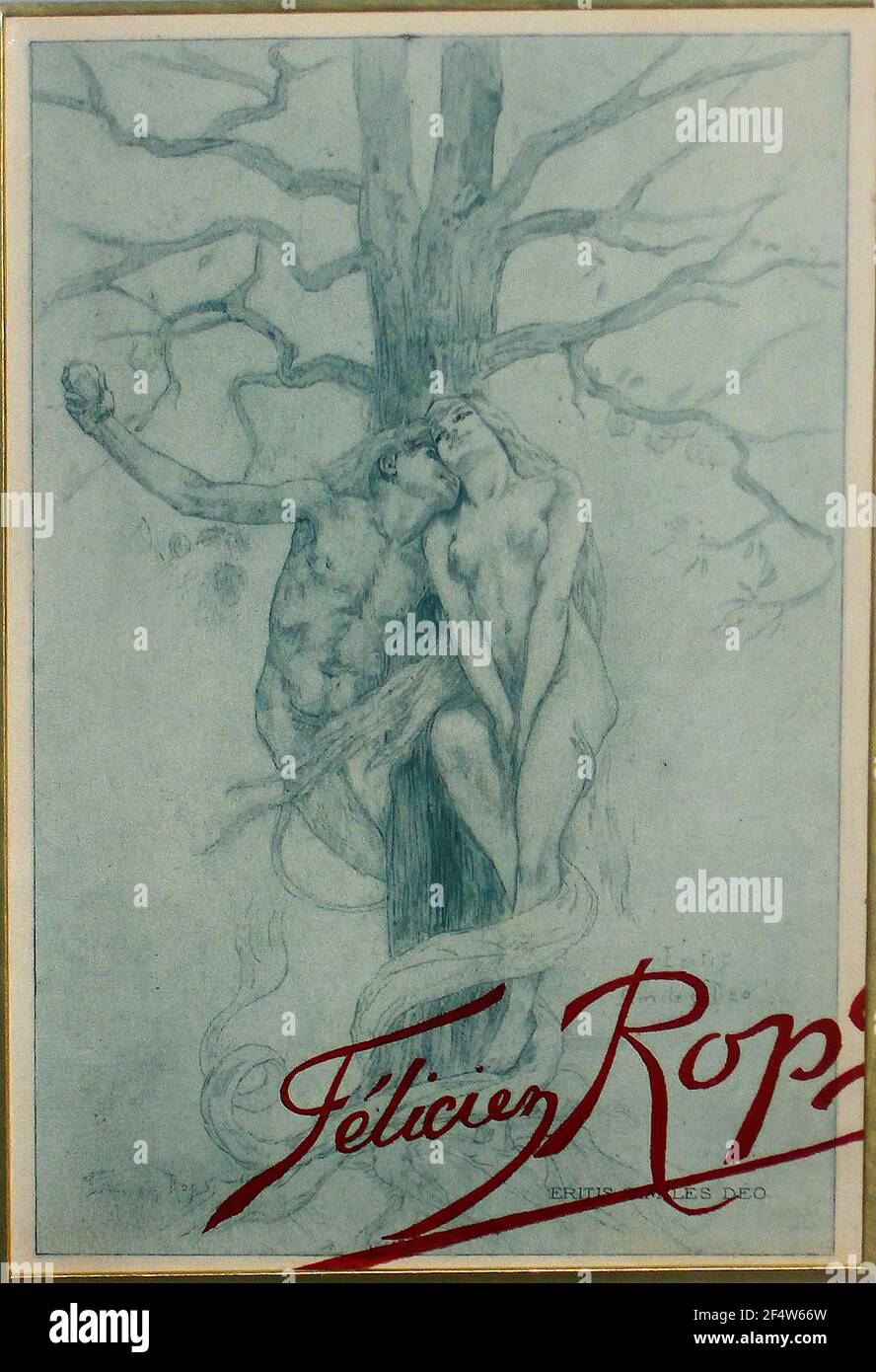 Félicien Rops - Devil Eve Garden Eden Stock Photo - Alamy