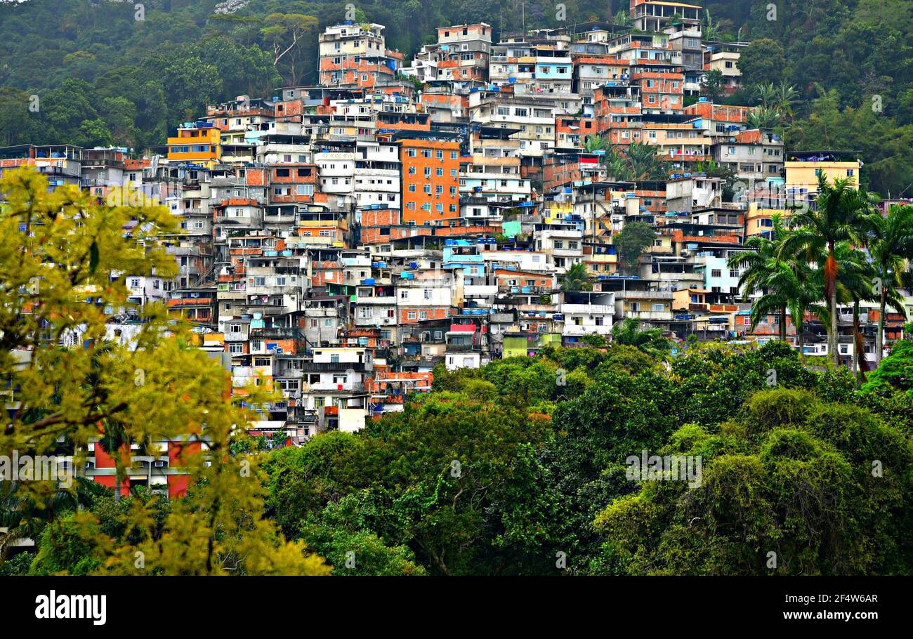 Landscape with panoramic view of the favela Rocinha as seen from ...