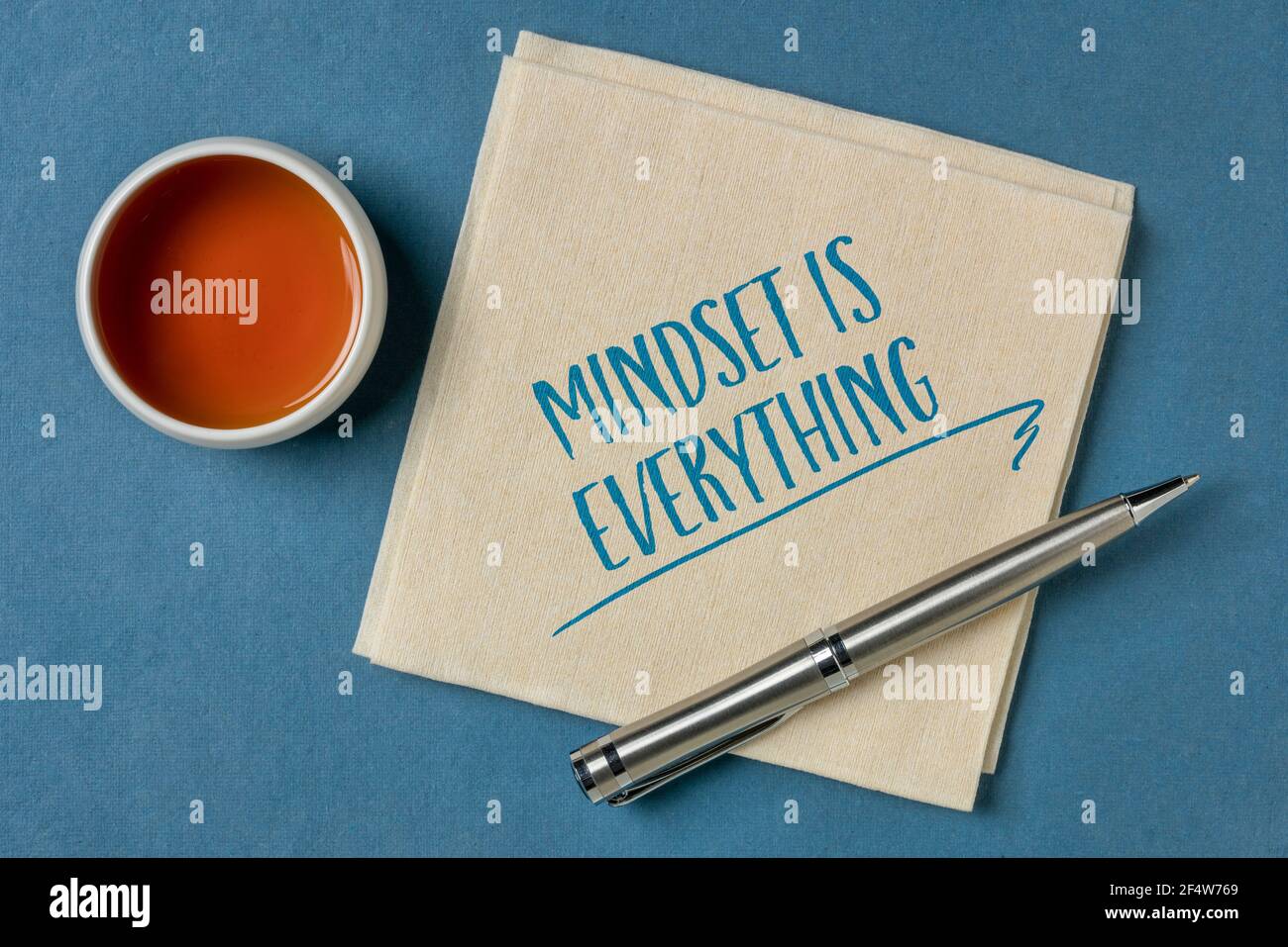 mindset is everything - motivational slogan on a napkin with a cup of ...