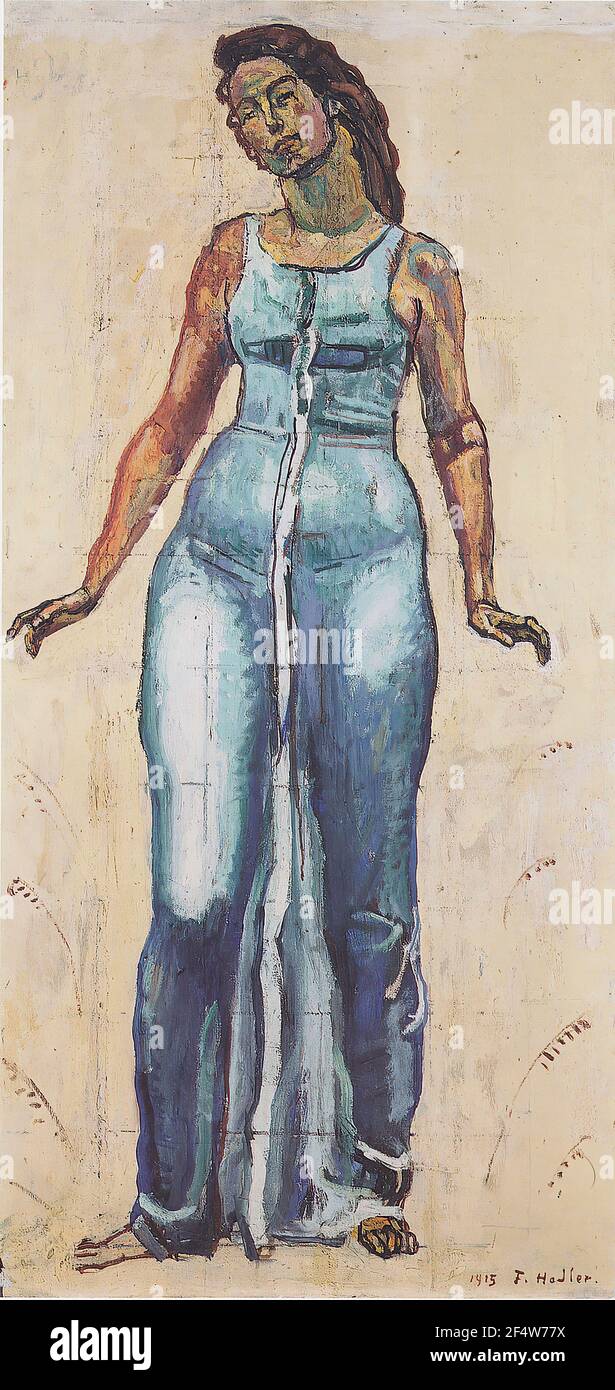 Ferdinand Hodler- Standing Female Figure Blue Dress C 1915 Stock Photo ...