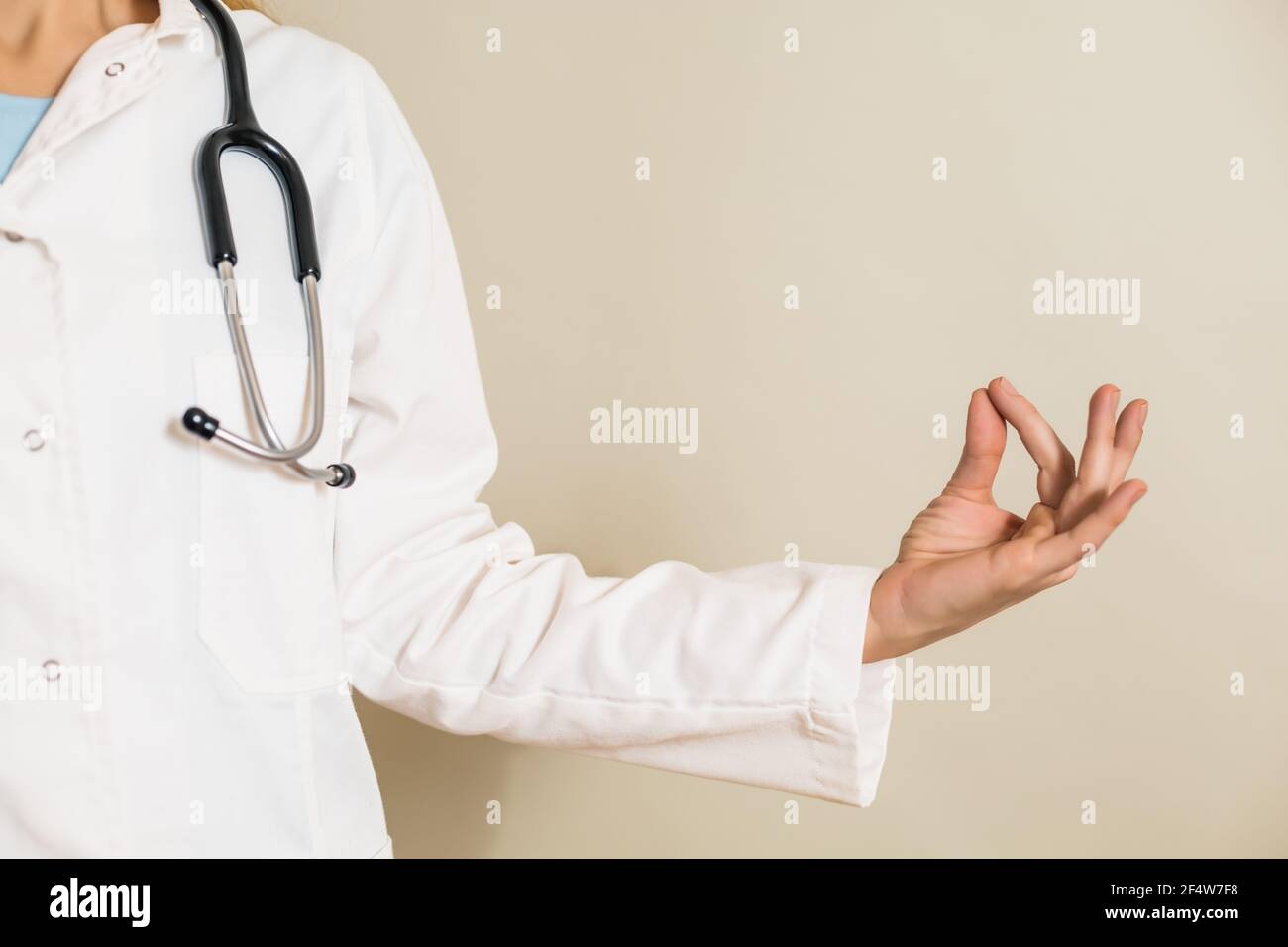 Image of female doctor meditating Stock Photo - Alamy