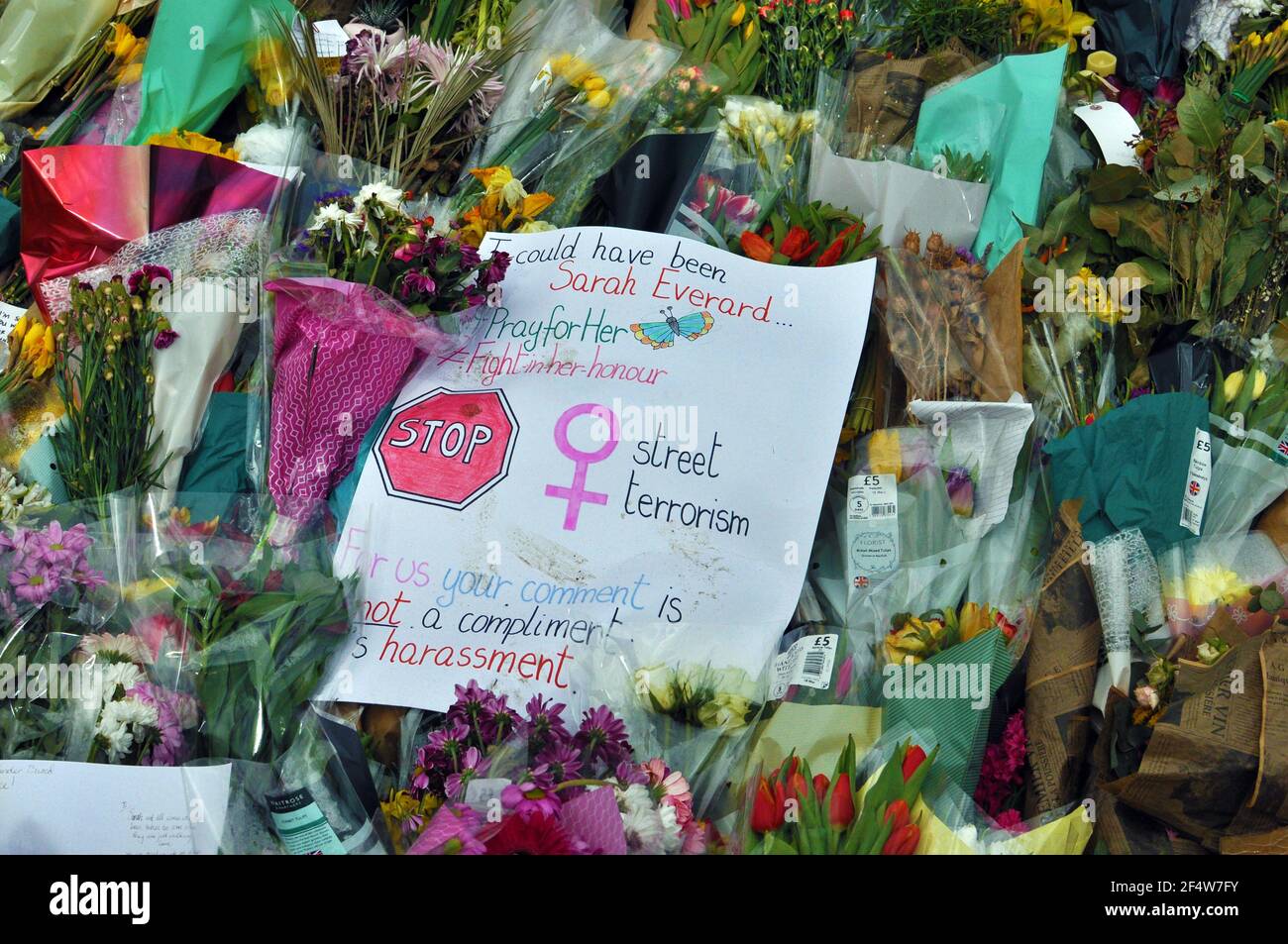 London, UK. 23rd Mar, 2021. Tributes to murdered Sarah Everard continue ...
