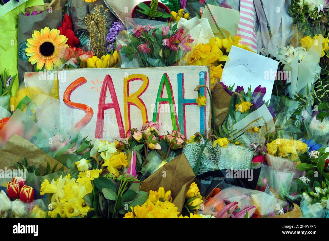 London, UK. 23rd Mar, 2021. Tributes to murdered Sarah Everard continue ...