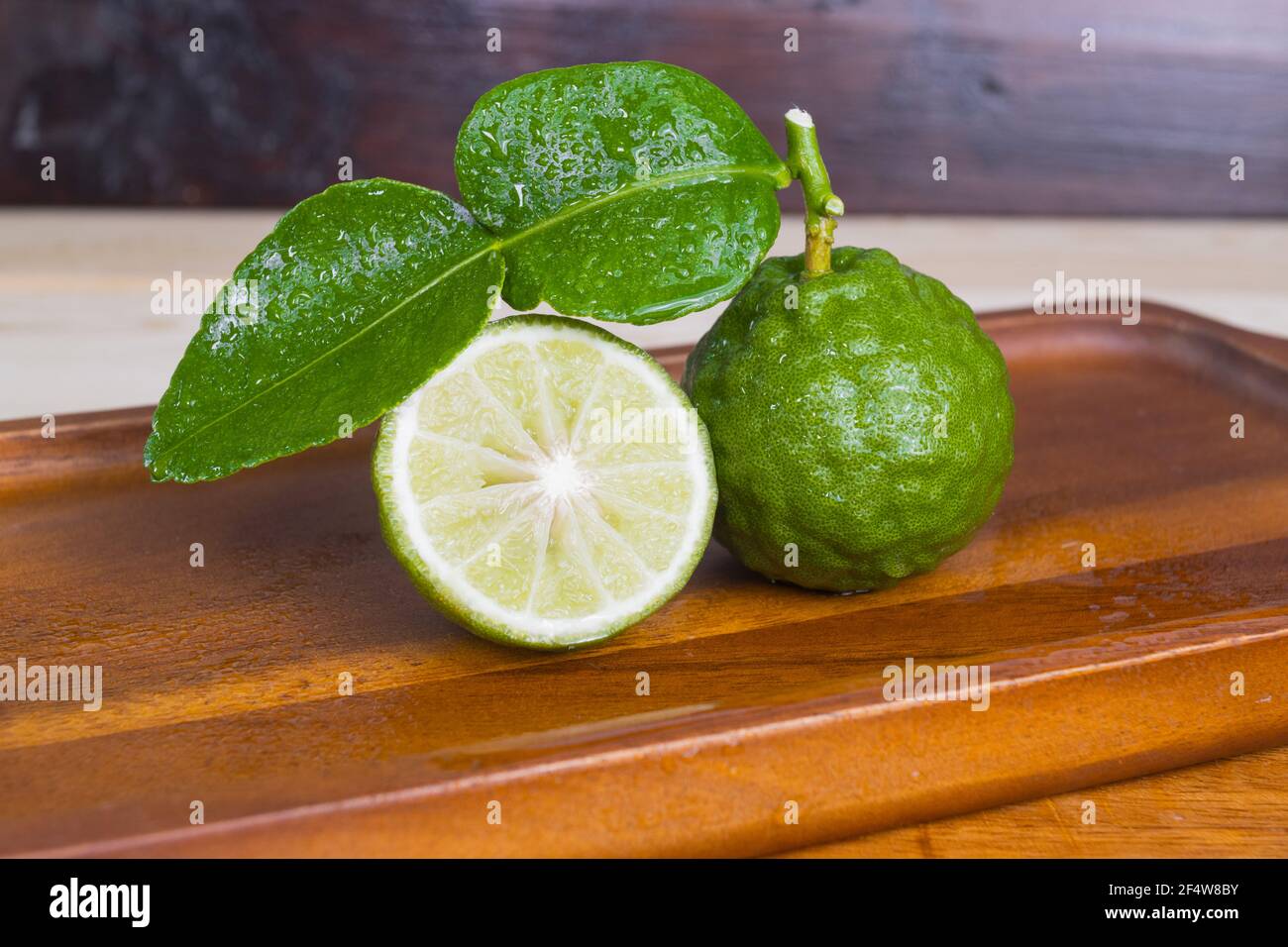 fresh fruits bergamot on wood table Stock Photo - Alamy