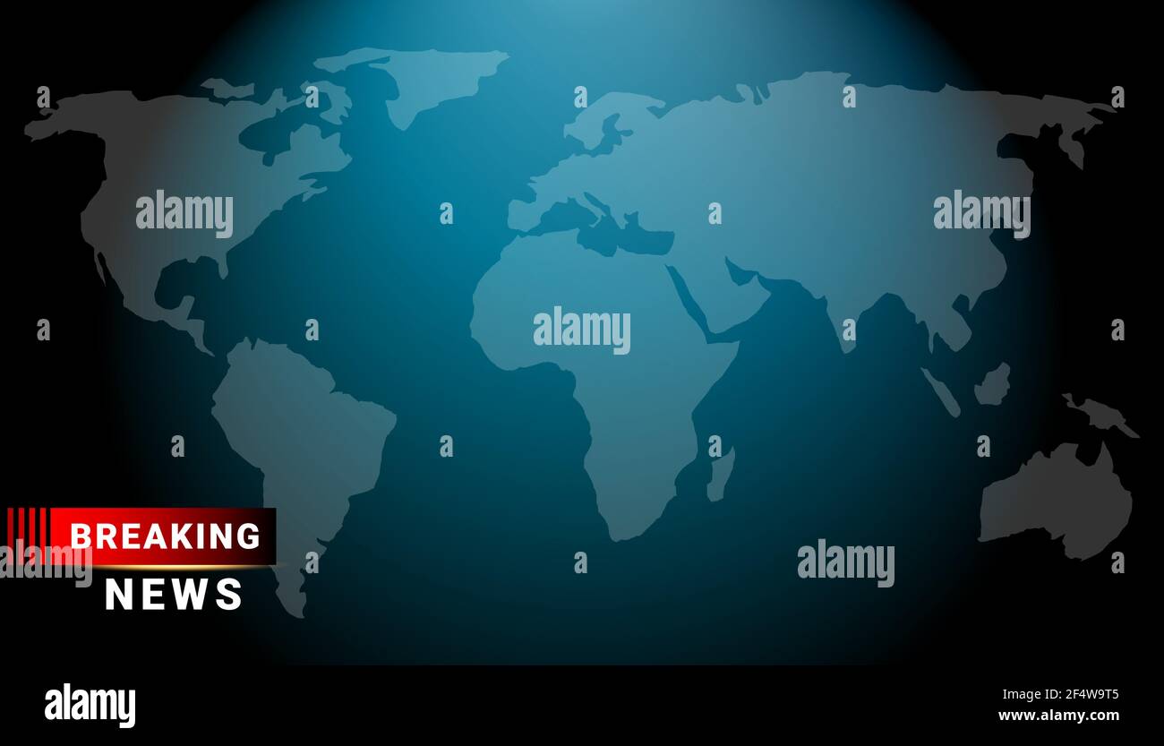 Breaking news screen world map background. Vector illustration Stock ...