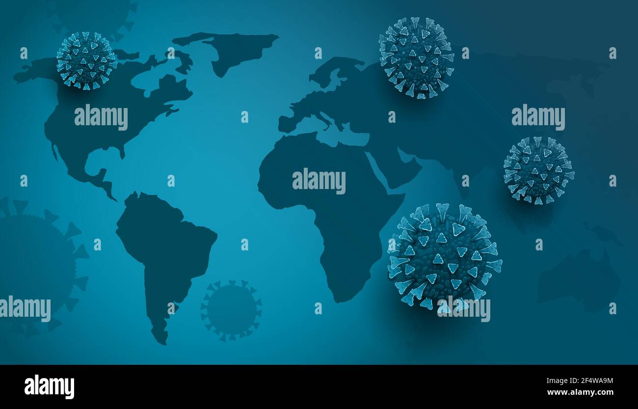 Covid-19 bacteria with to the World Map background. Vector illustration ...