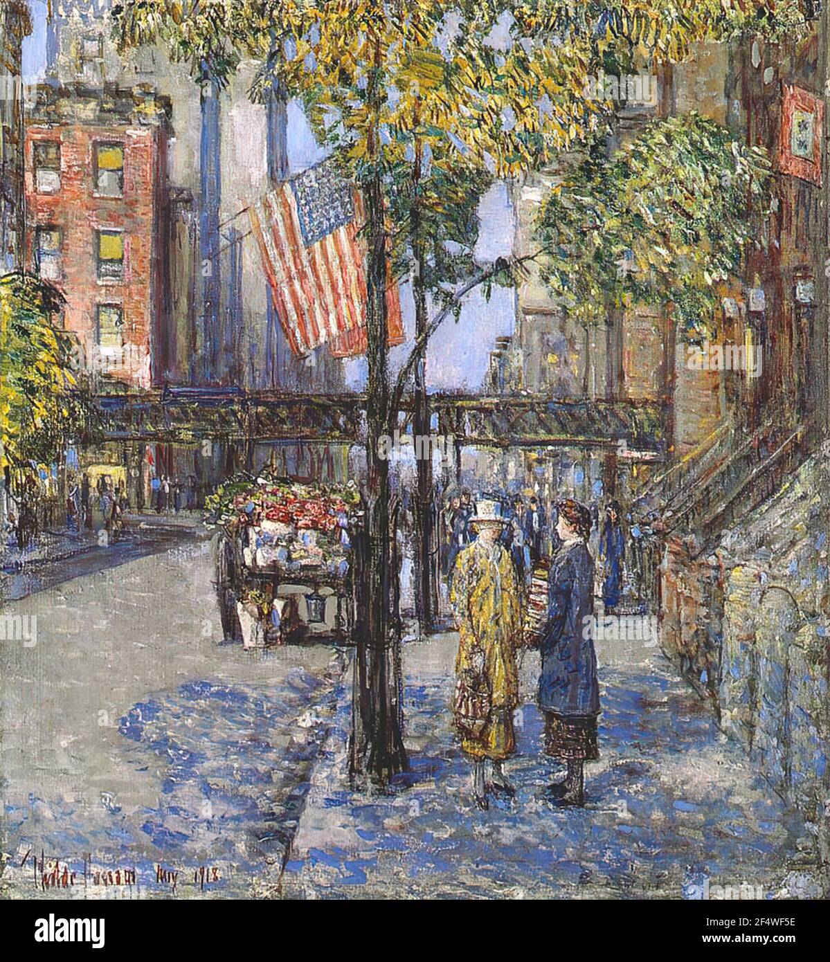 Frederick Childe Hassam- Flags Friar Club 1918 Stock Photo - Alamy