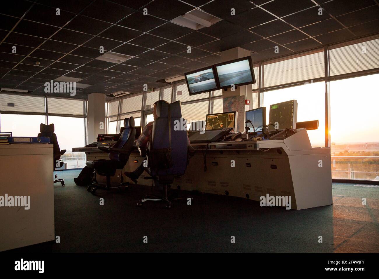 Kyiv, Ukraine - October 18, 2019: Soft focus. The workplace of an air ...