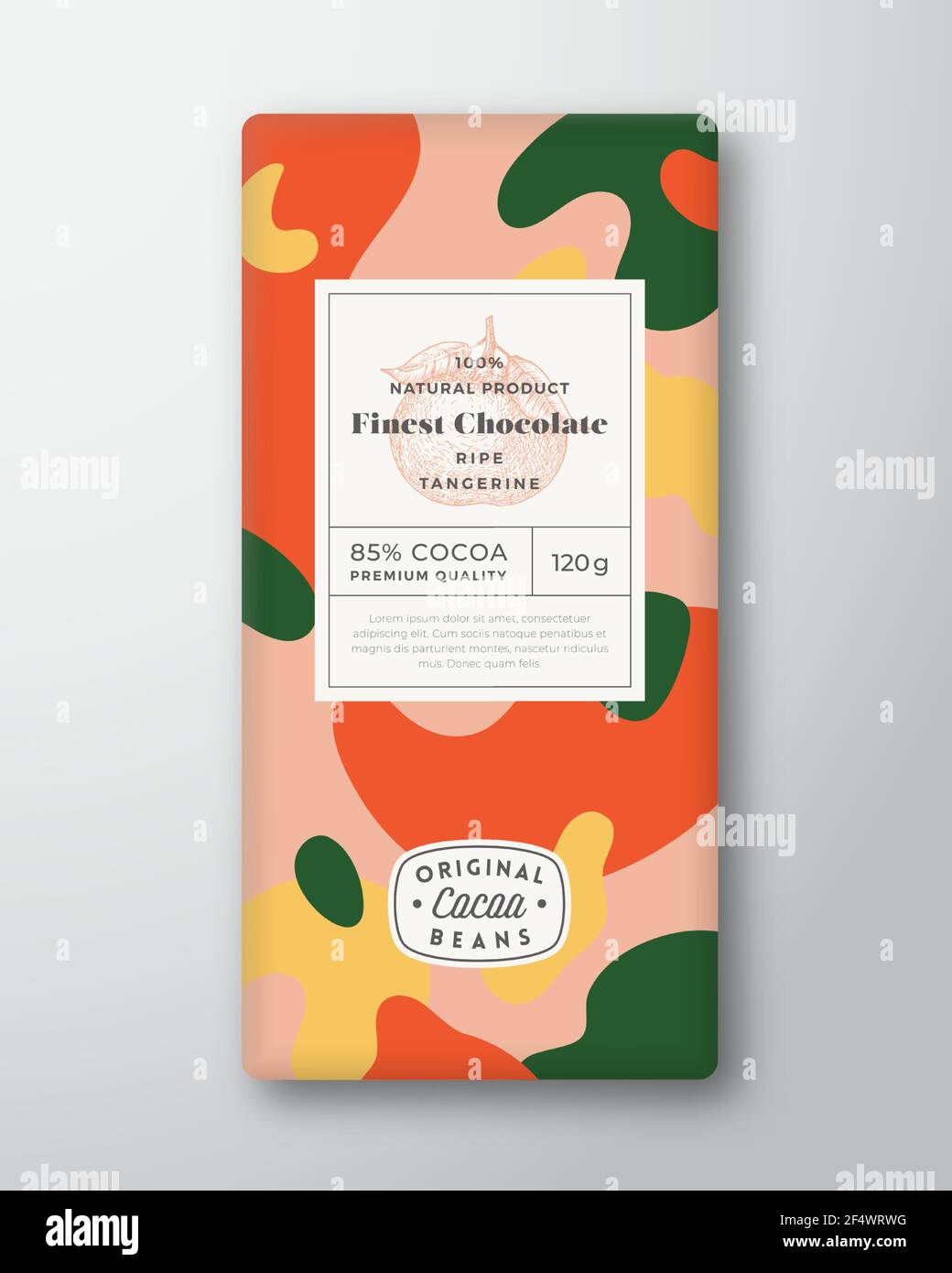 Tangerine Chocolate Label. Abstract Shapes Vector Packaging Design ...