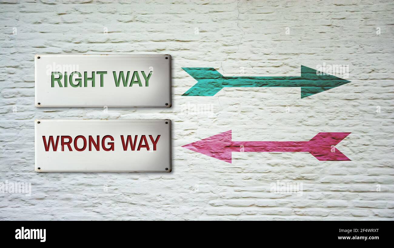 Street Sign RIGHT WAY versus WRONG WAY Stock Photo - Alamy
