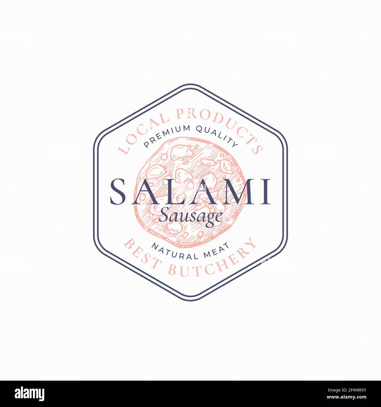 Premium Quality Salami Frame Label or Logo Template. Hand Drawn Sausage ...