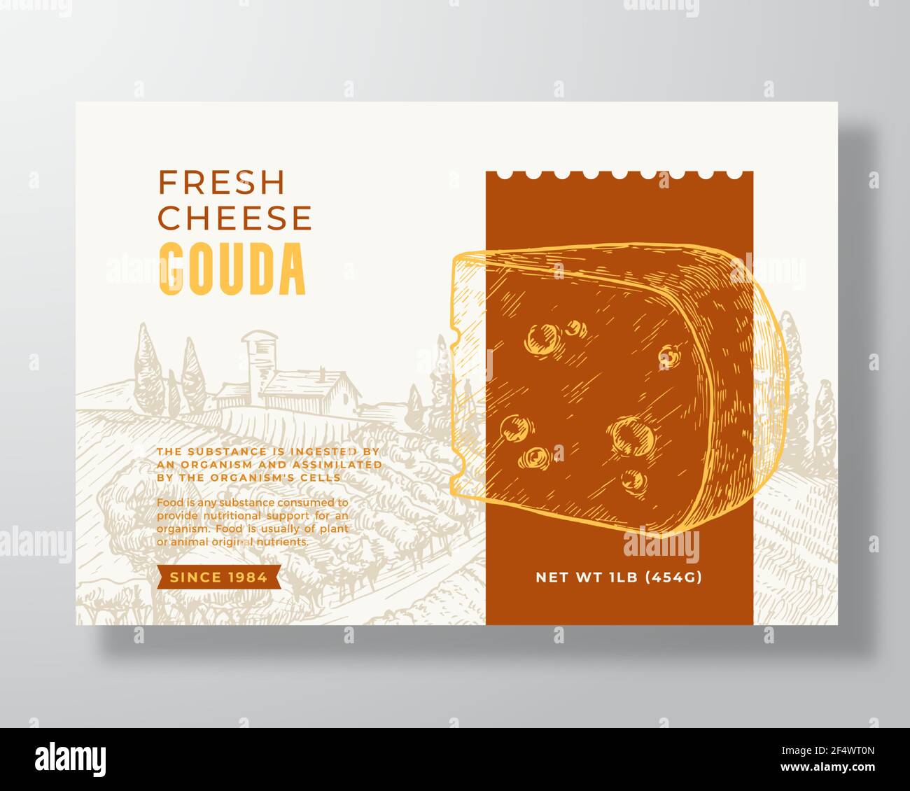 Fresh Gouda Food Label Template. Abstract Vector Packaging Design ...