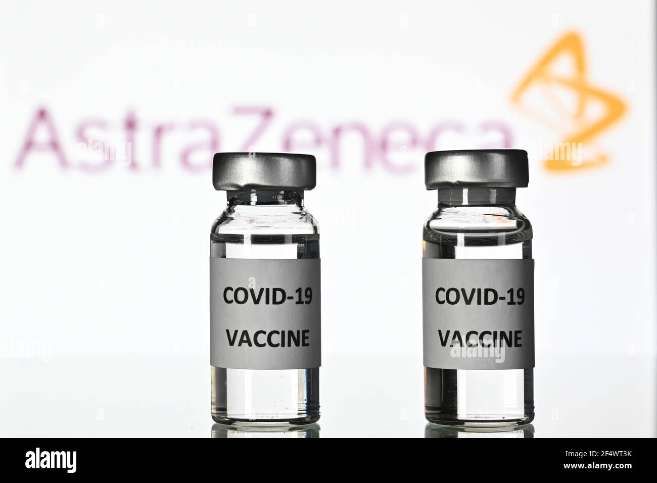 Astrazeneca logo and Covid-19 Vaccine vials. Photo Illustration ...
