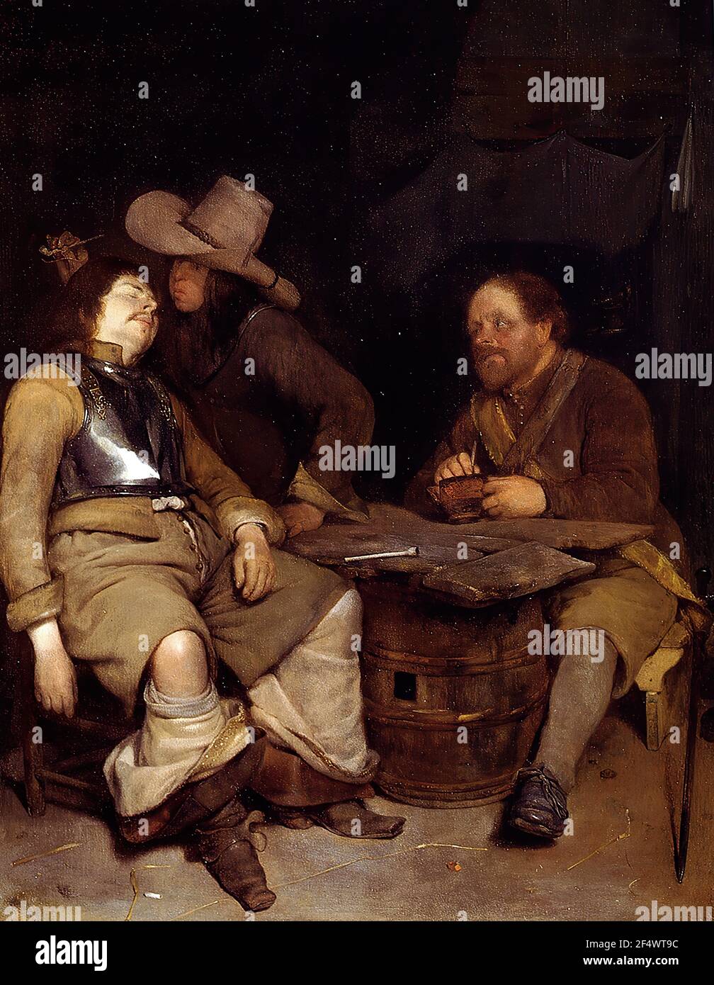 Gerard ter Borch - Guard Room Interior with Soldier Blowing Smoke Face ...