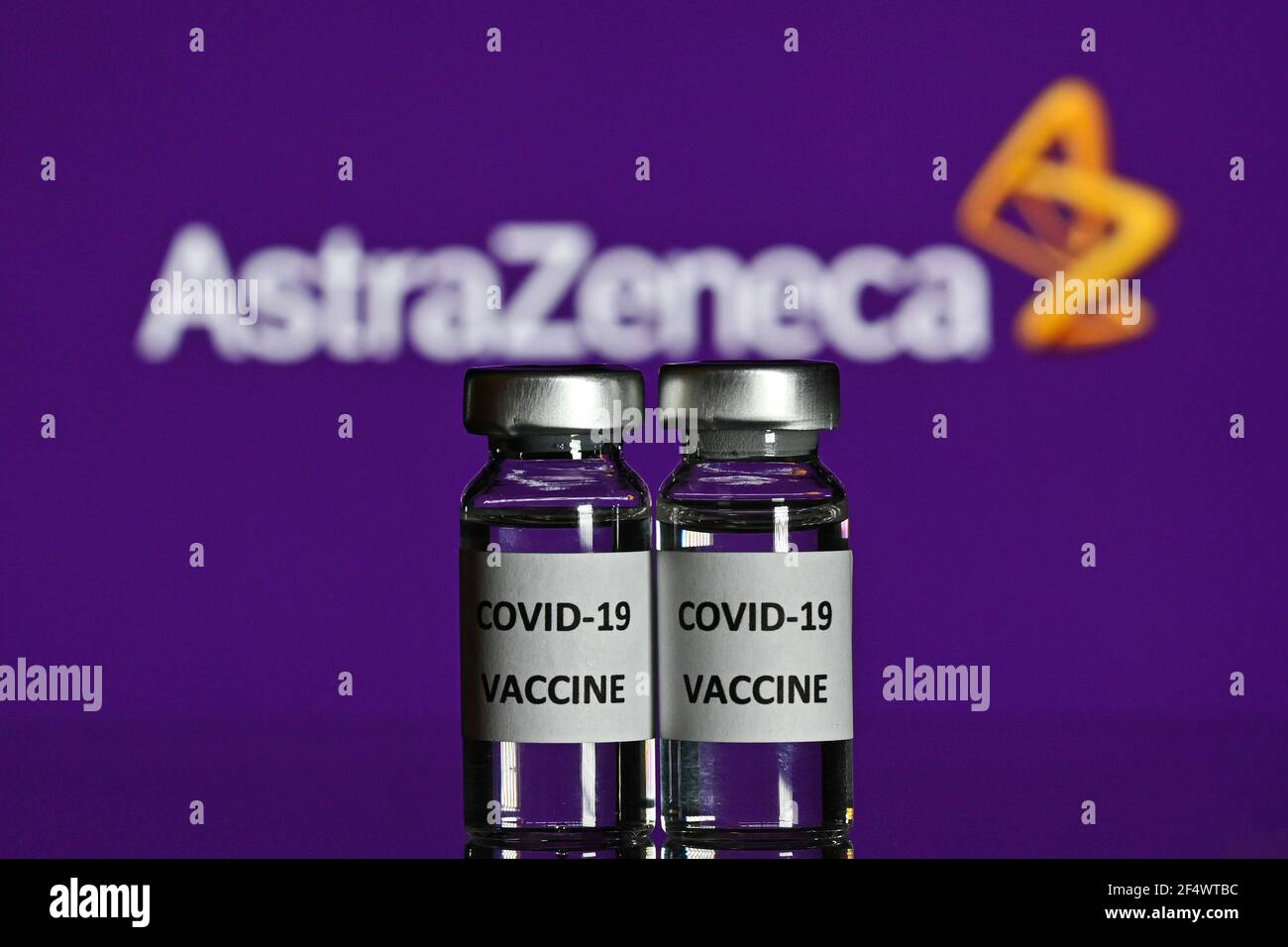 Astrazeneca logo and Covid-19 Vaccine vials. Photo Illustration ...
