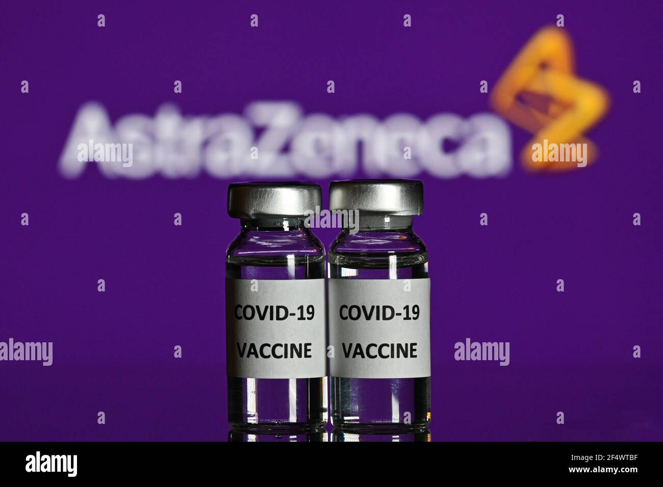 Astrazeneca logo and Covid-19 Vaccine vials. Photo Illustration ...