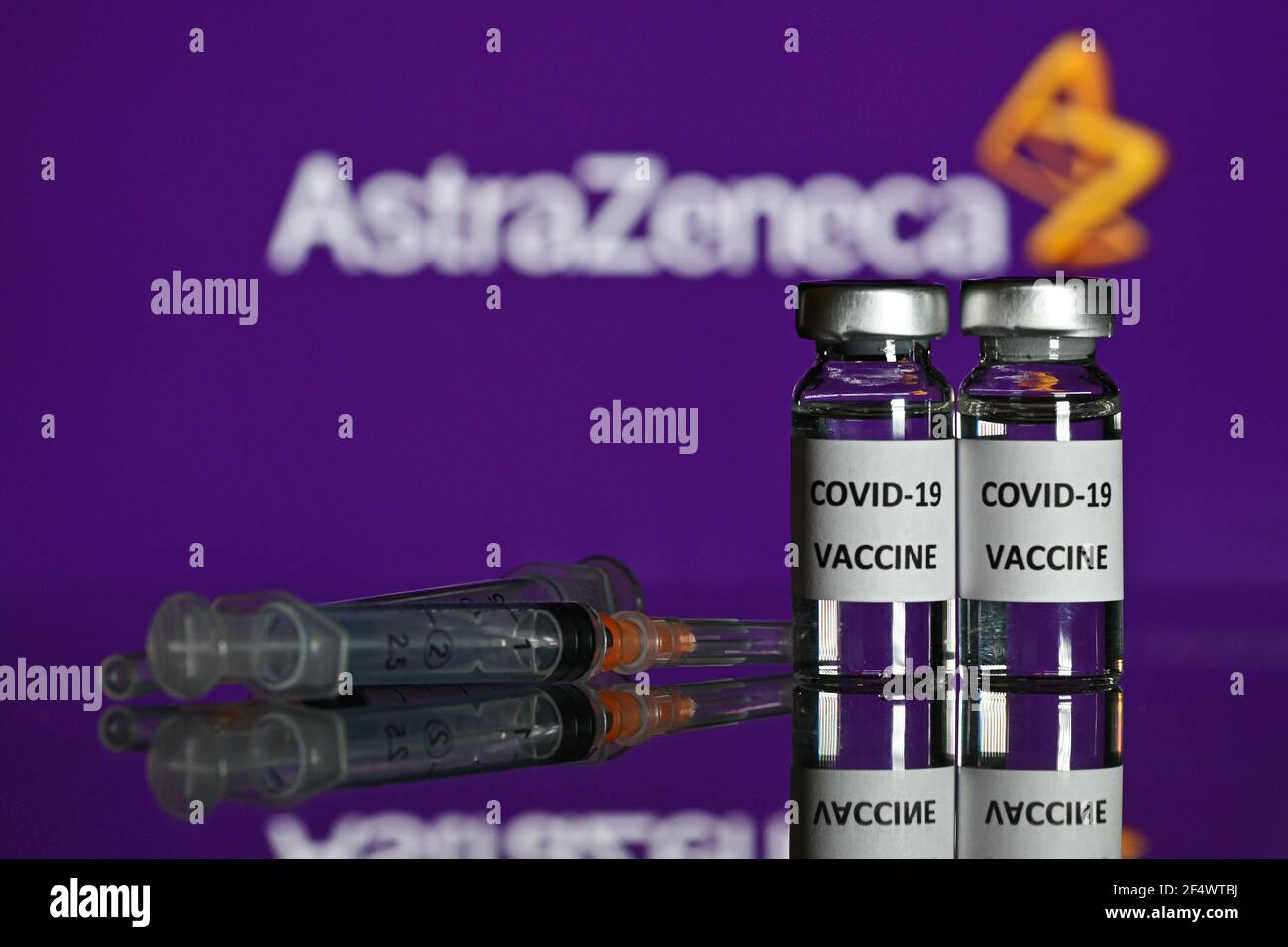 Astrazeneca logo and Covid-19 Vaccine vials. Photo Illustration ...