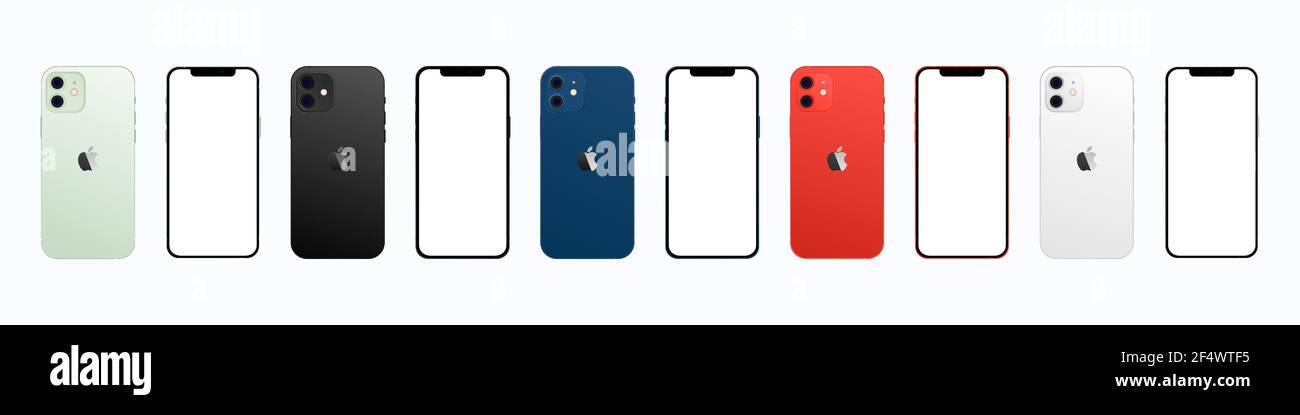 Apple iPhone 12 in colors. Iphone mockup set. Vector illustration ...