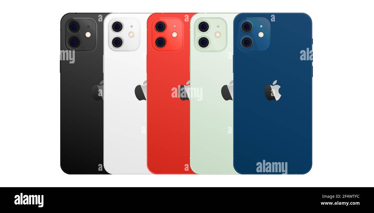 Apple iPhone 12 in colors. Iphone mockup set. the back of the phone ...