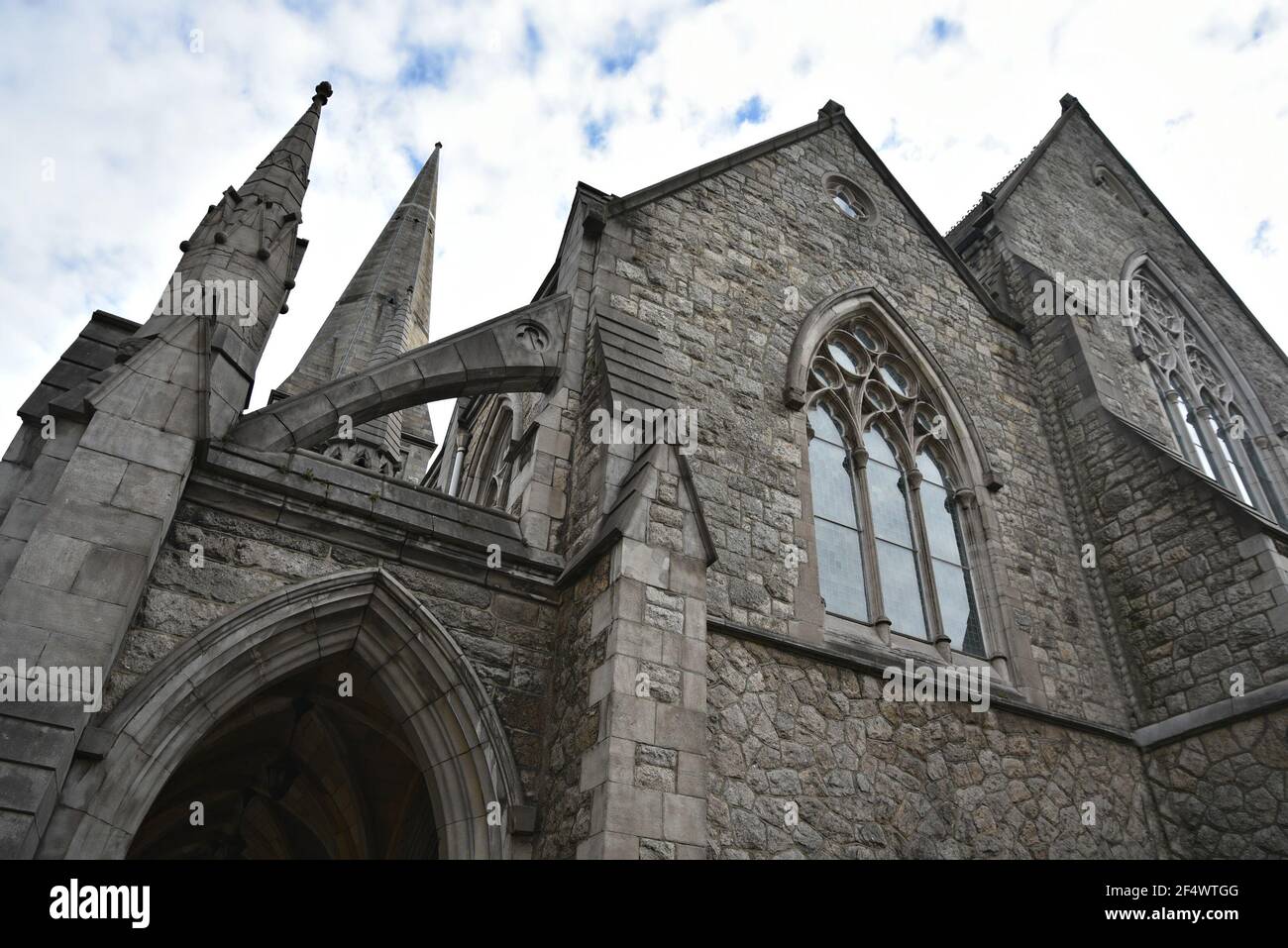 Ancient Gothic church stone facade in Dublin, Ireland Stock Photo - Alamy