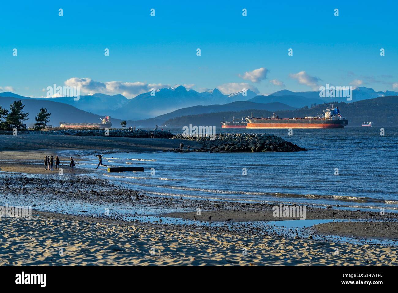 People enjoying the English Bay shoreline, Jericho Beach, Vancouver ...