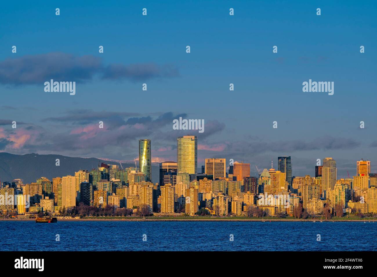 Vancouver city skyline from English Bay, Vancouver, British Columbia ...