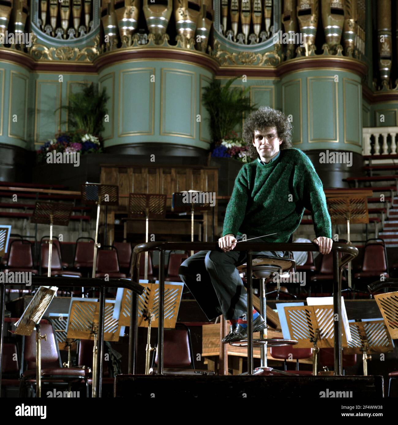 Sir Simon Rattle poses for a portrait photograph whilst rehearsing the ...