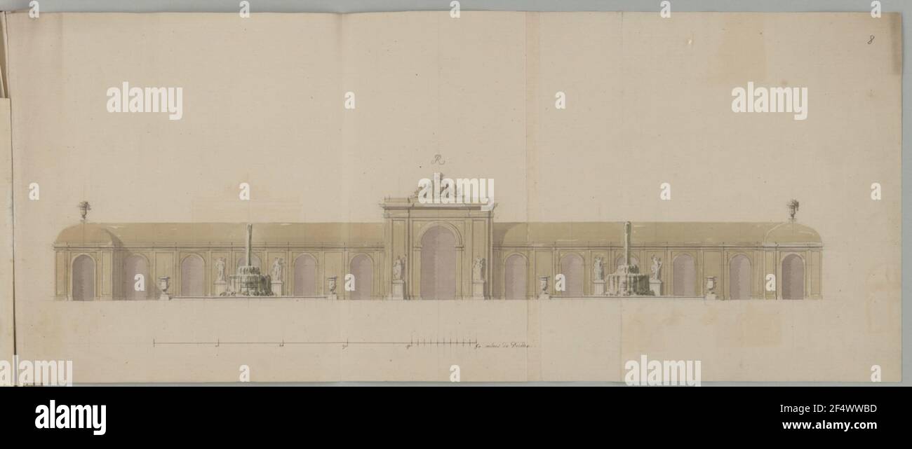 Exit with two fountains, design, elevation Stock Photo - Alamy