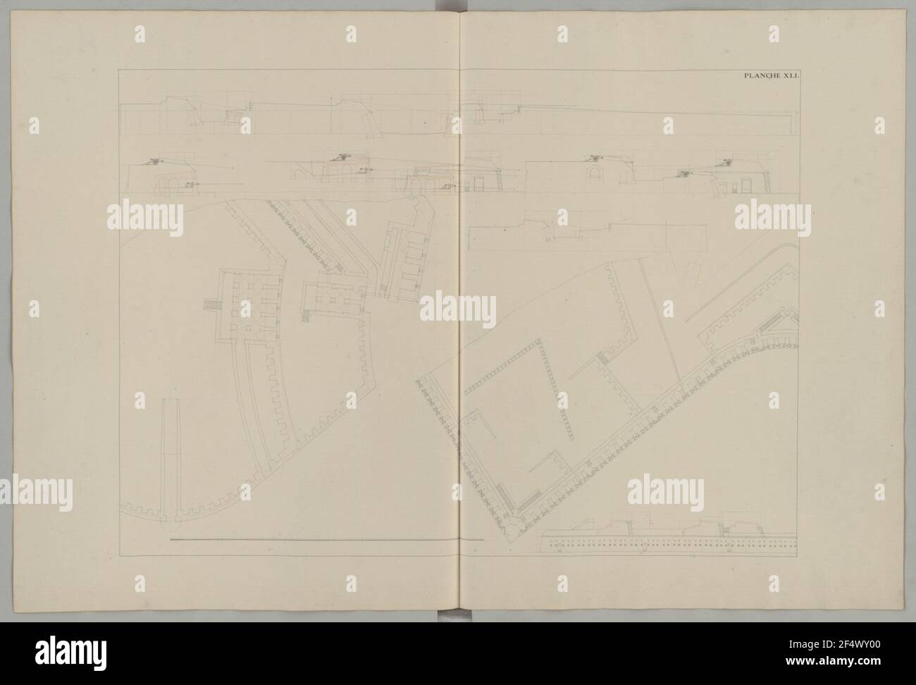 Fortress construction, ideal design, bastionairing, floor plans, cuts ...