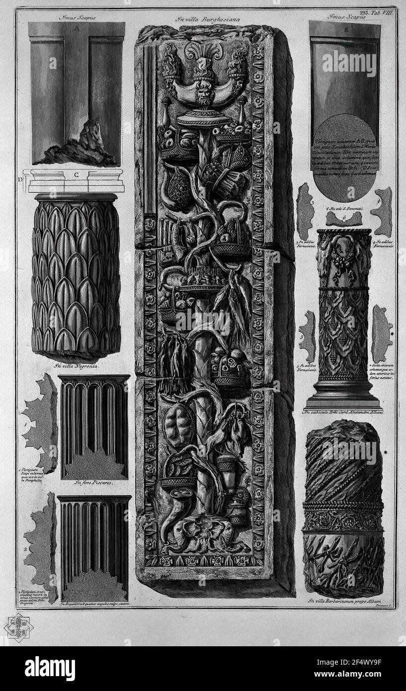 Giovanni Battista Piranesi - Drums Columns Bas Relief Roman Villas ...
