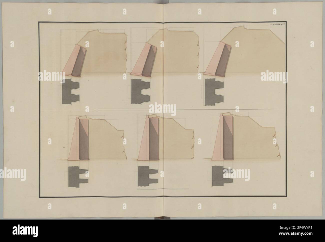 Fortress construction, ideal typical designs, plant of a wall Stock ...