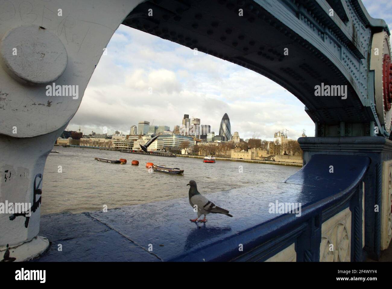 Modern glass buildings in and around the Tower Bridge area, London ...