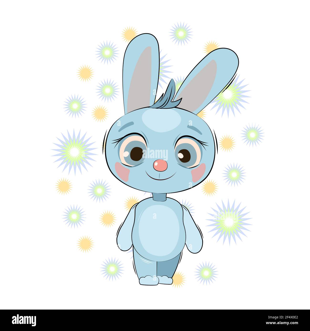 Little baby hare, rabbit. Isolated object on a white background ...