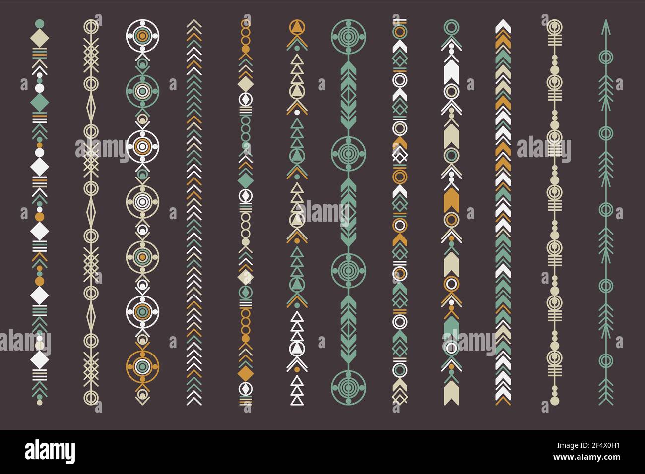 Ethnic hand drawn vector line border set. Boho fashion style pattern ...