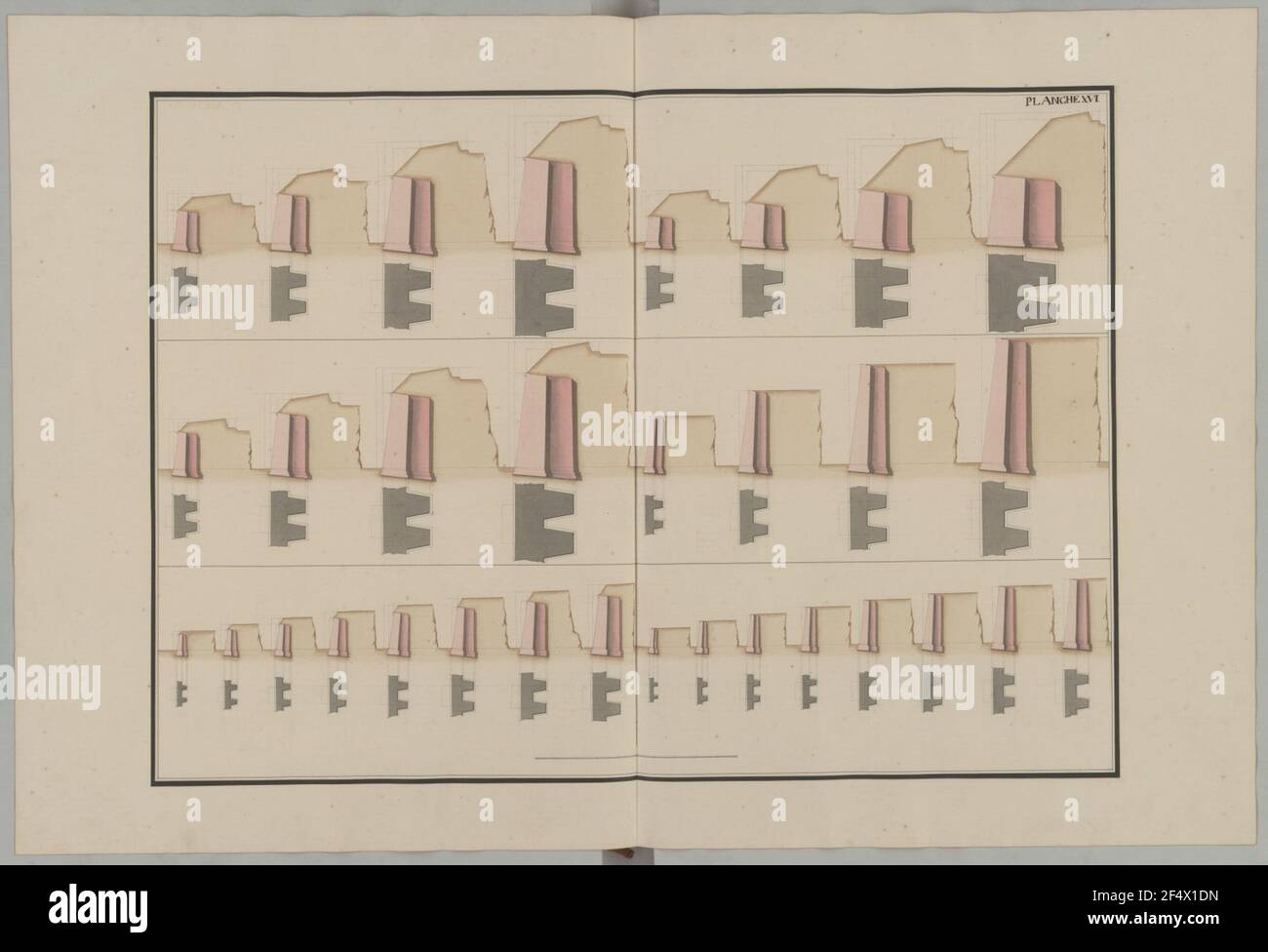 Fortress construction, ideal typical designs, plant of a wall Stock ...