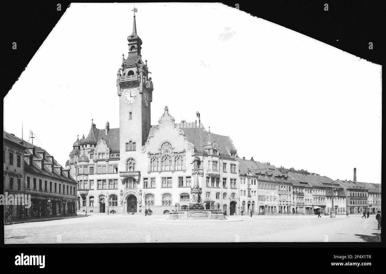 Waldheim. Market with town hall Stock Photo - Alamy
