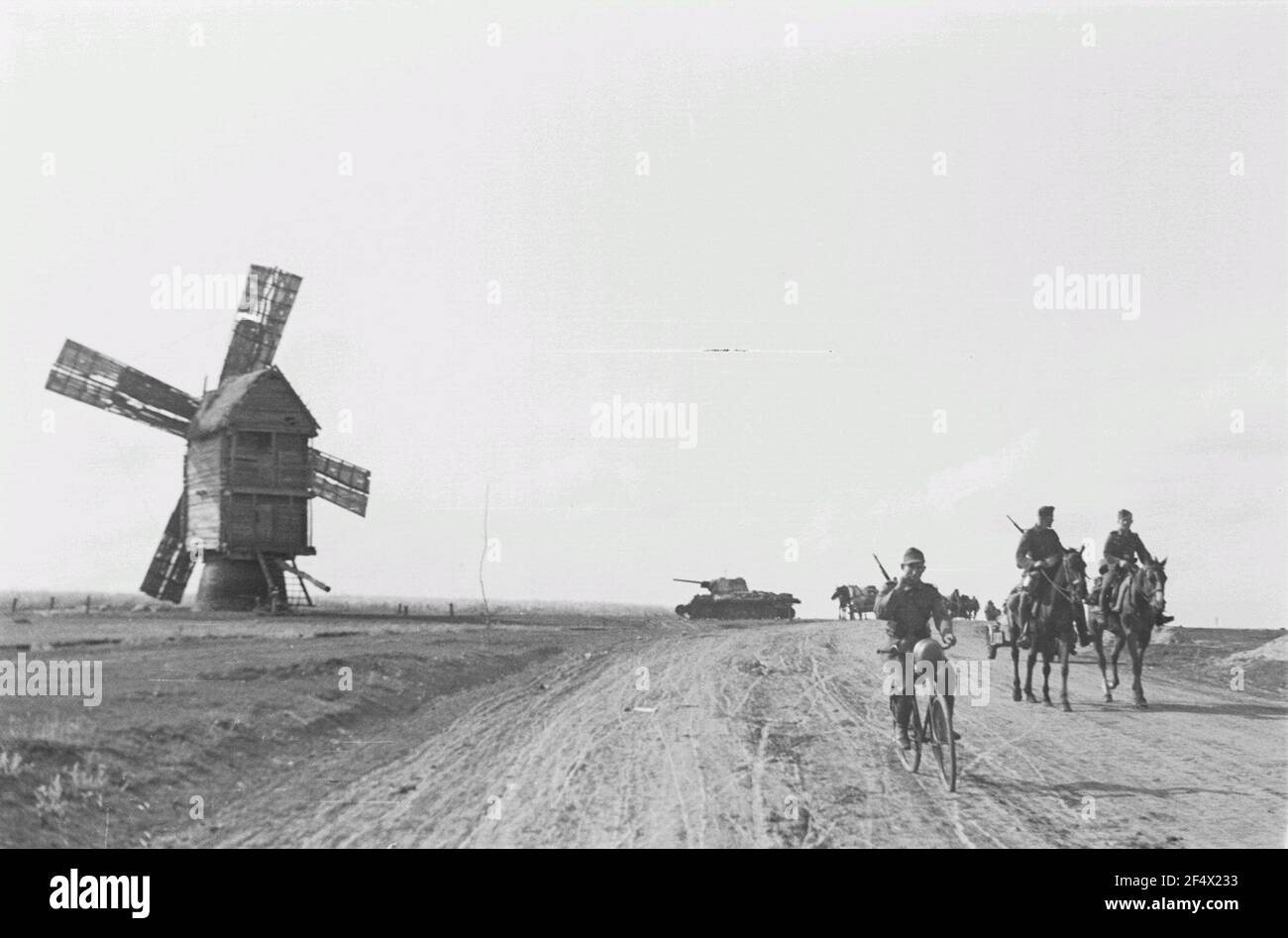 Second World War. Front pictures. Russia, Oblast Tver. Highway and ...