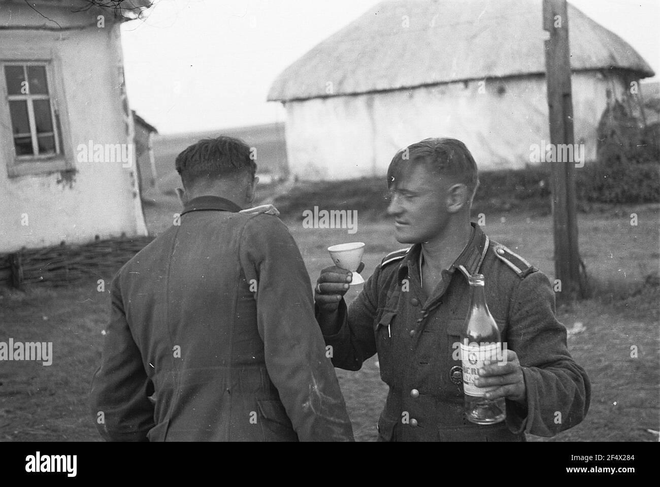 Second World War. For billeting. Soviet Union. Two Wehrmachkeys in the ...