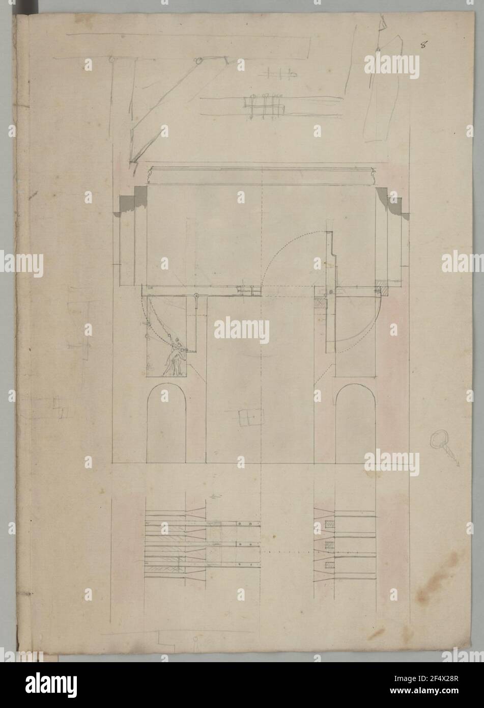 Folding bridge, cut and floor plan Stock Photo - Alamy