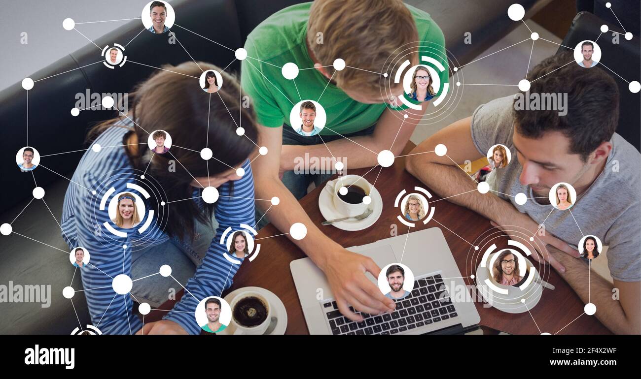 Network profile icons against group hi-res stock photography and images ...