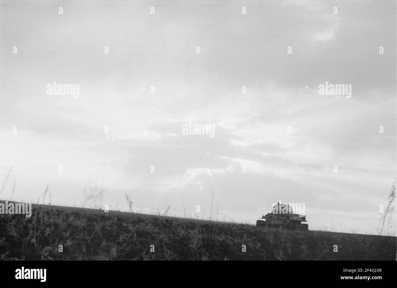 Second World War. Front pictures. Soviet Union. Panzer on a grassy ...