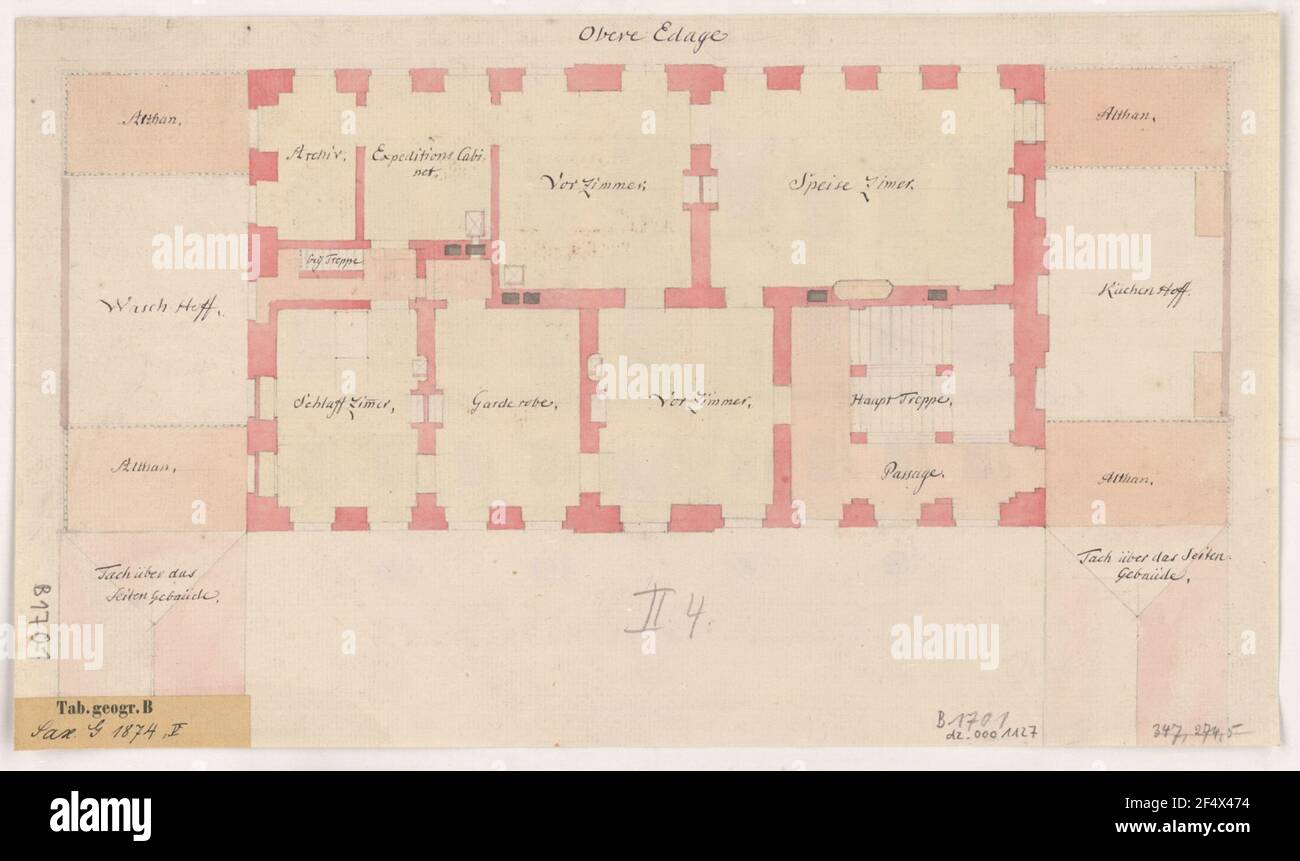 Unknown place, castle, administration building. Design, floor plan ...