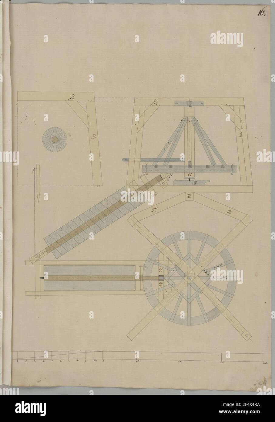 Machine for lifting water, construction drawings Stock Photo - Alamy