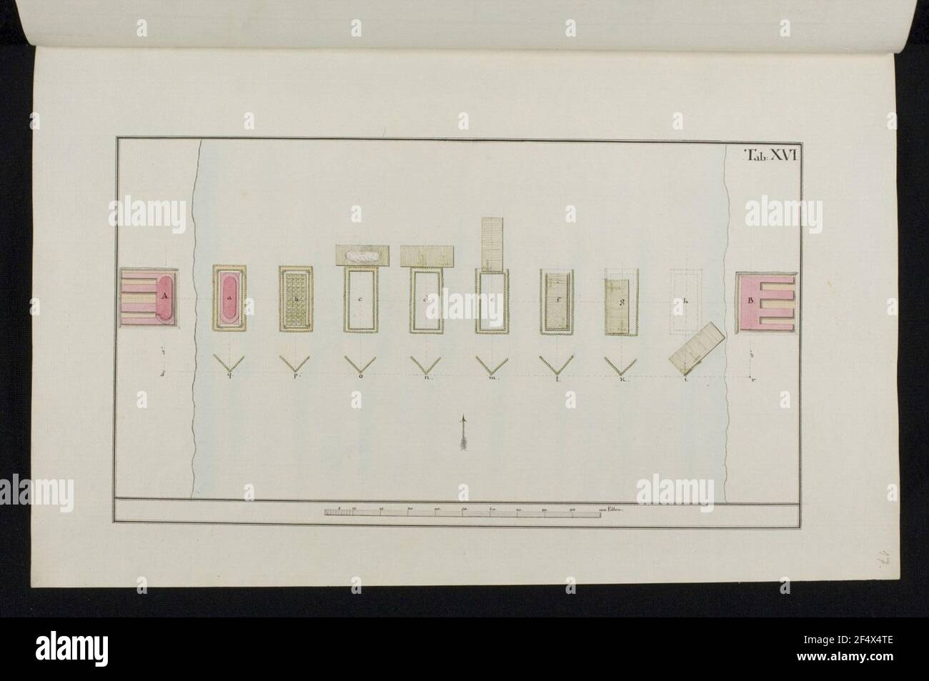 Bridge, founding of pillars on pile rust, ideal representation, floor ...