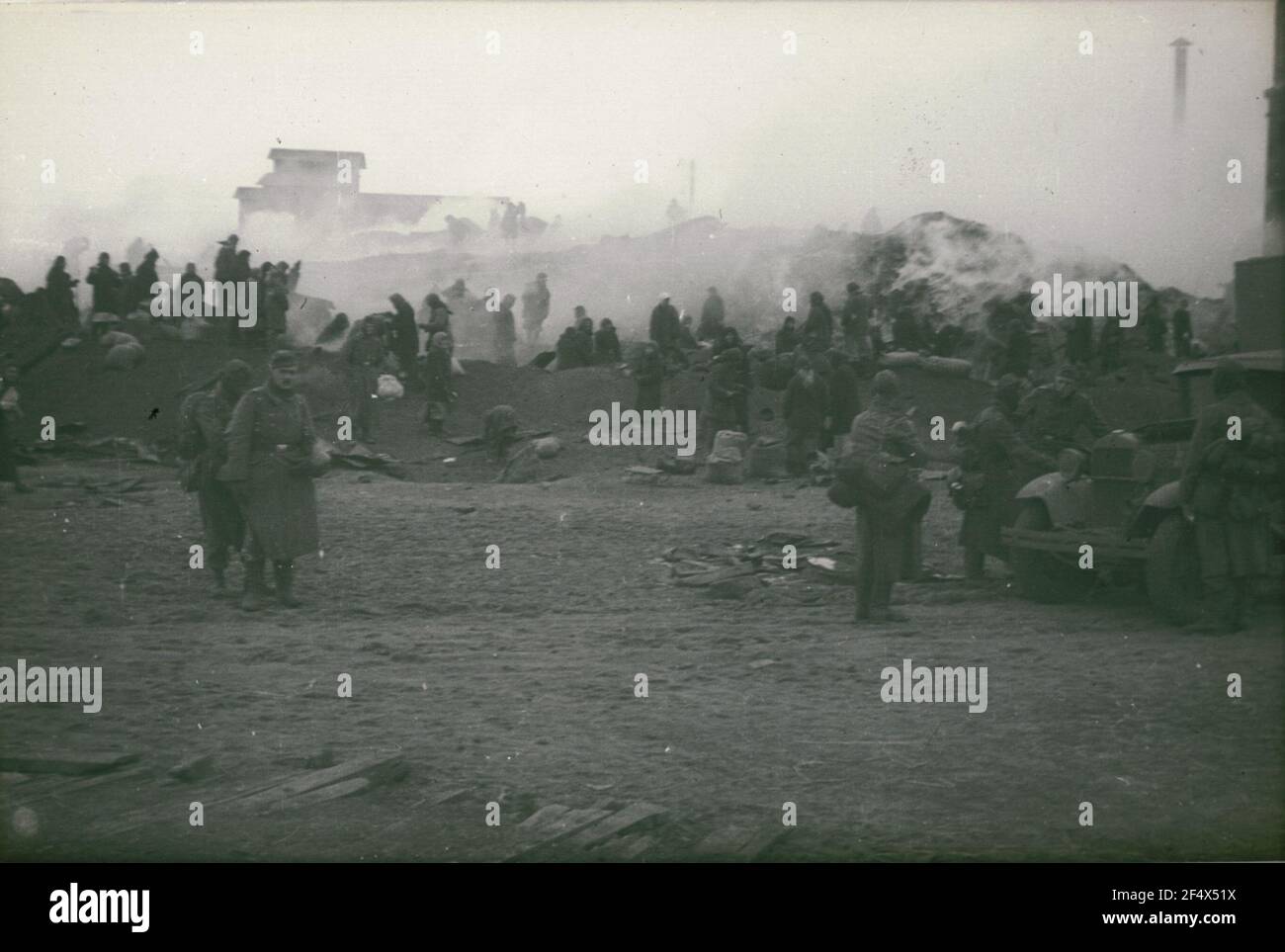 Second World War. Soviet Union. After the fighting. Local and soldiers ...
